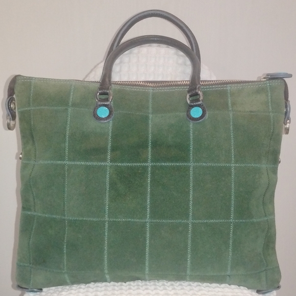 Gabs Italy | Bags | Vintage Gabs Italy Green Suede Patchwork ...